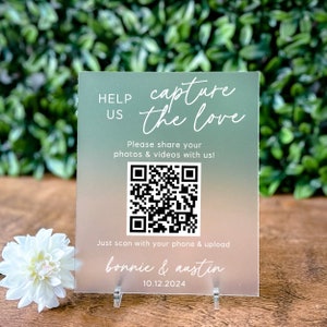 Wedding QR Code Acrylic Sign Help Capture the Love Wedding Photo Sign ...