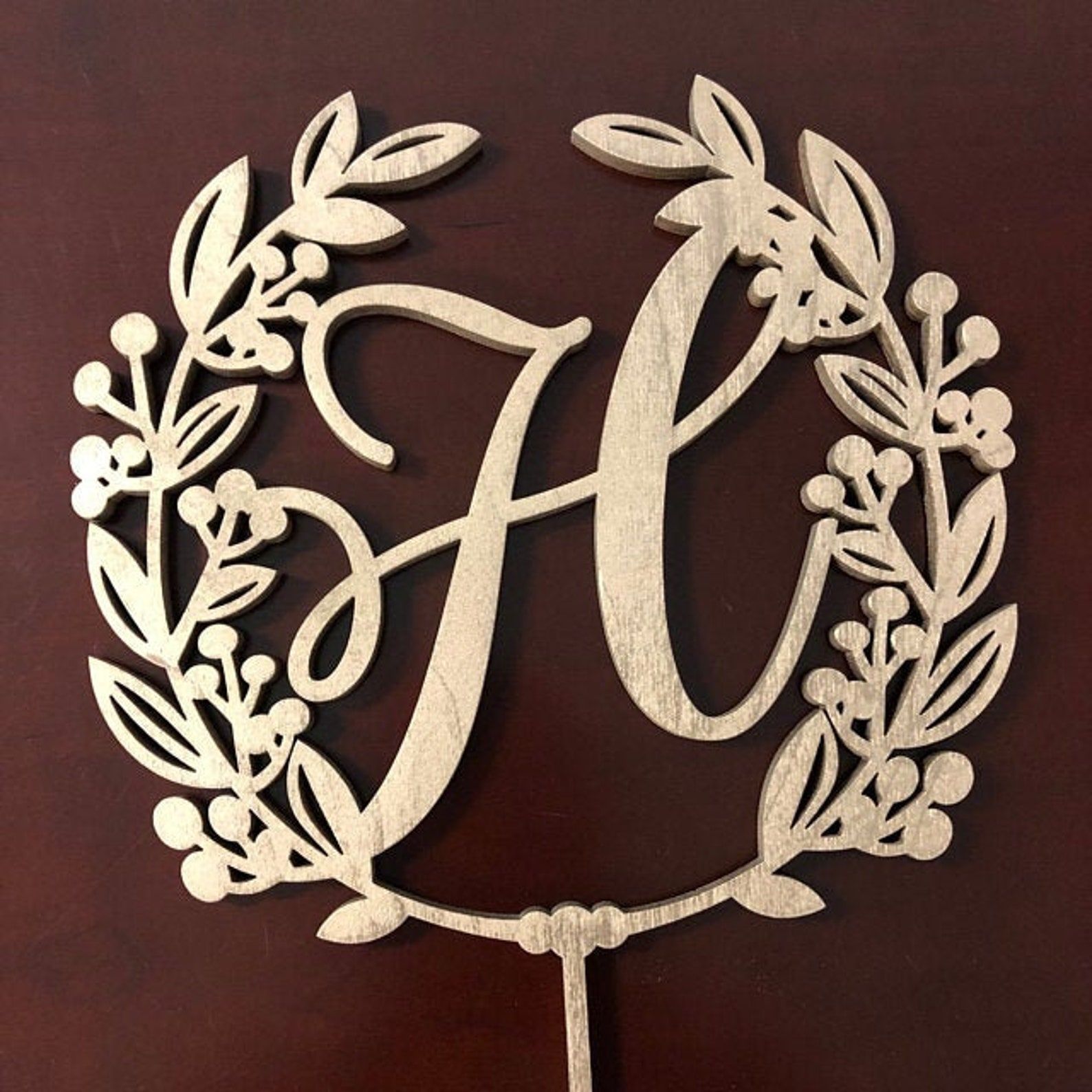 Rustic Wedding Cake Topper Letter Monogram Cake Topper | Etsy