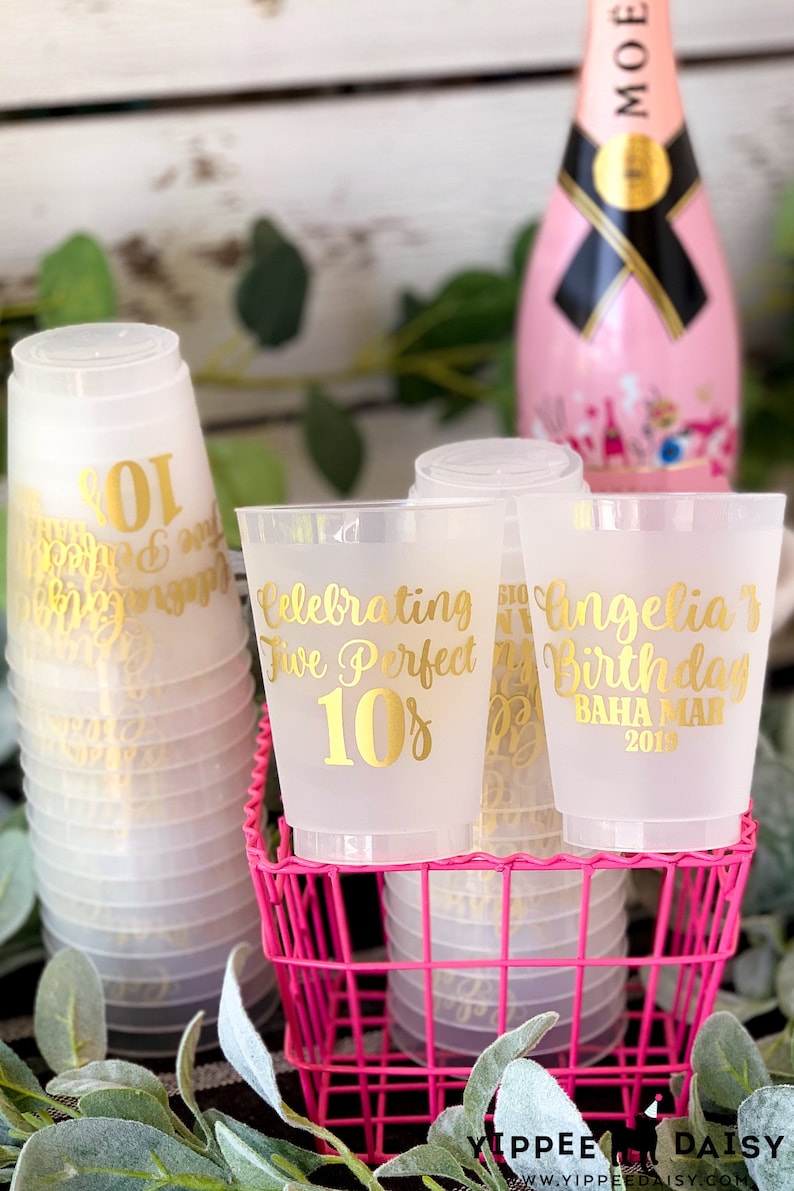 Custom Birthday Cups Personalized Plastic Cups Cheers to 50 | Etsy