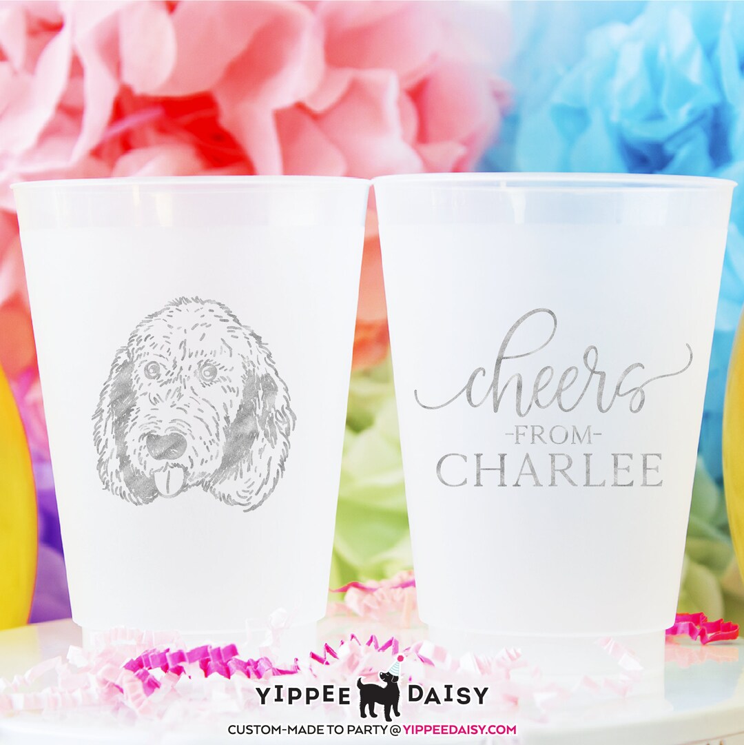 Custom Pet Sketch Cups, Personalized Plastic Cups, Frosted Wedding Cups ...