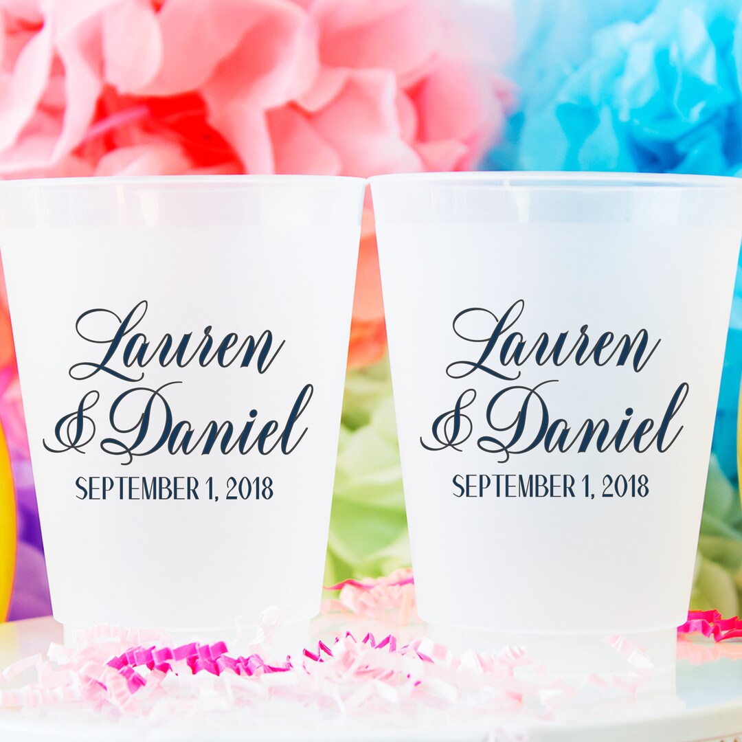 Frosted Cups Custom Wedding Cups Personalized Plastic Cup Wedding Party ...