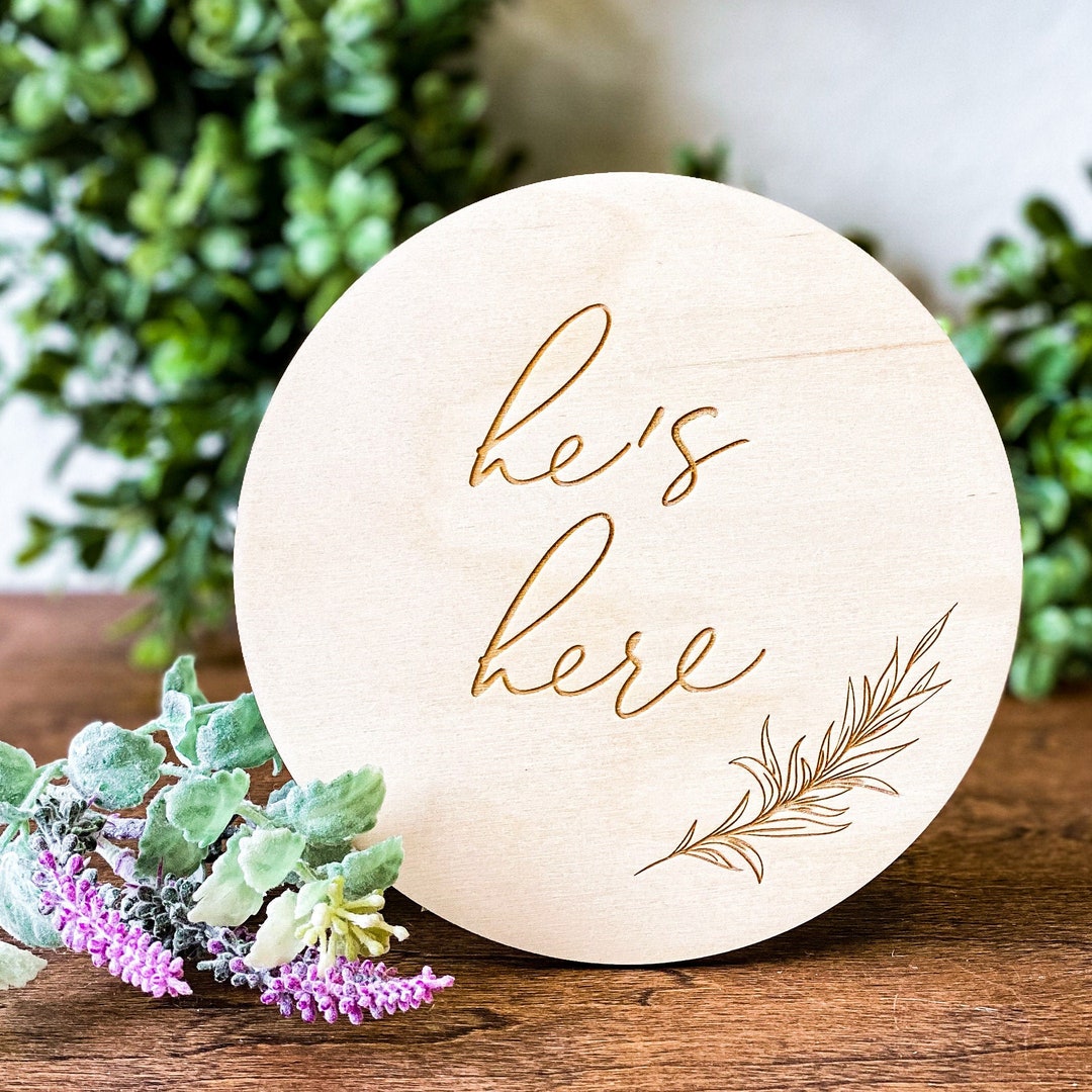 He's Here Baby Sign, Baby Announcement Sign, Baby Boy Announcement ...