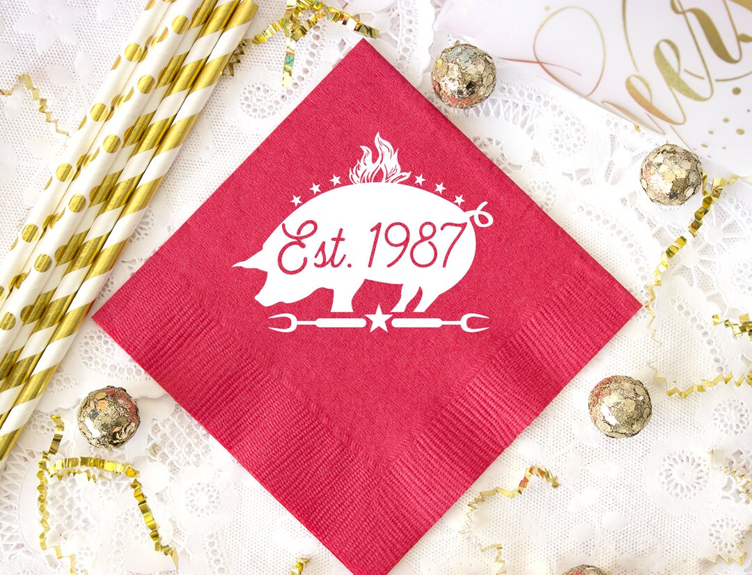 BBQ Party Napkins, Summer BBQ, Pig Roast, Birthday Napkins ...