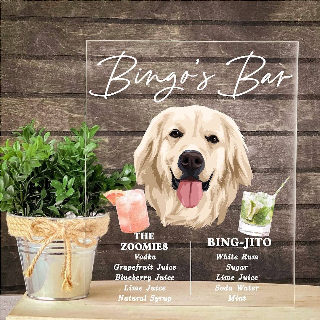 Dog Signature Drink Sign, Dog Bar Acrylic Sign, Open Bar Wedding Sign ...