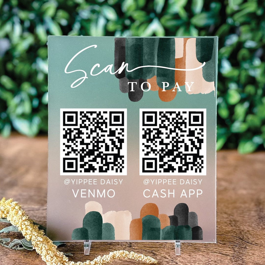 Scan to Pay Frosted Acrylic Sign Scannable QR Code Payment Table Sign ...
