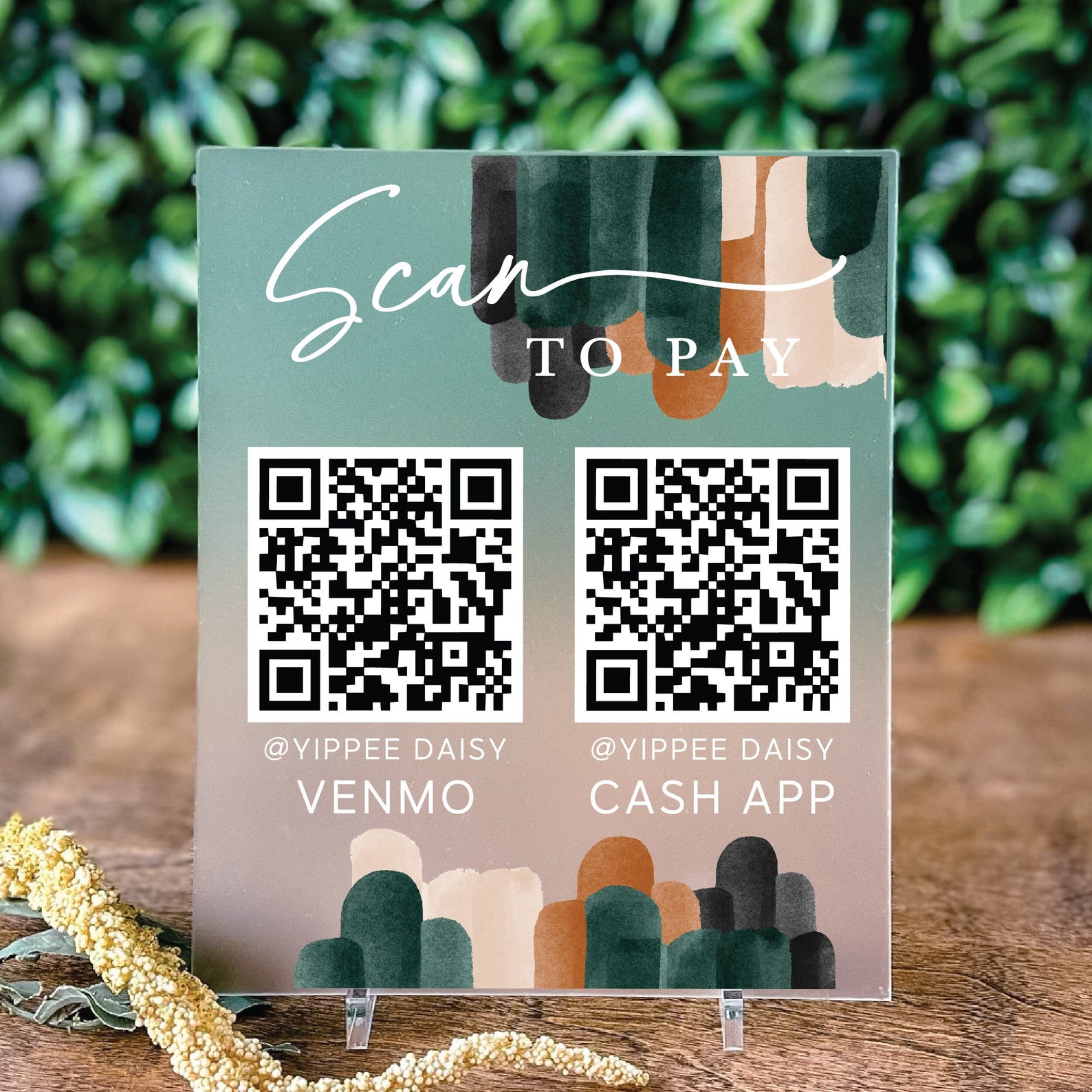 Scan to Pay Frosted Acrylic Sign Scannable QR Code Payment Table Sign ...