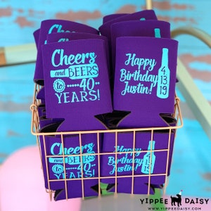 40th Birthday Can Cooler, Cheers and Beers to 40 Years, Custom Birthday ...