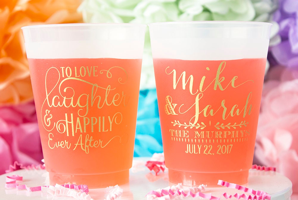 Frosted Cups Wedding Cups Shatterproof Cups Love Laughter | Etsy