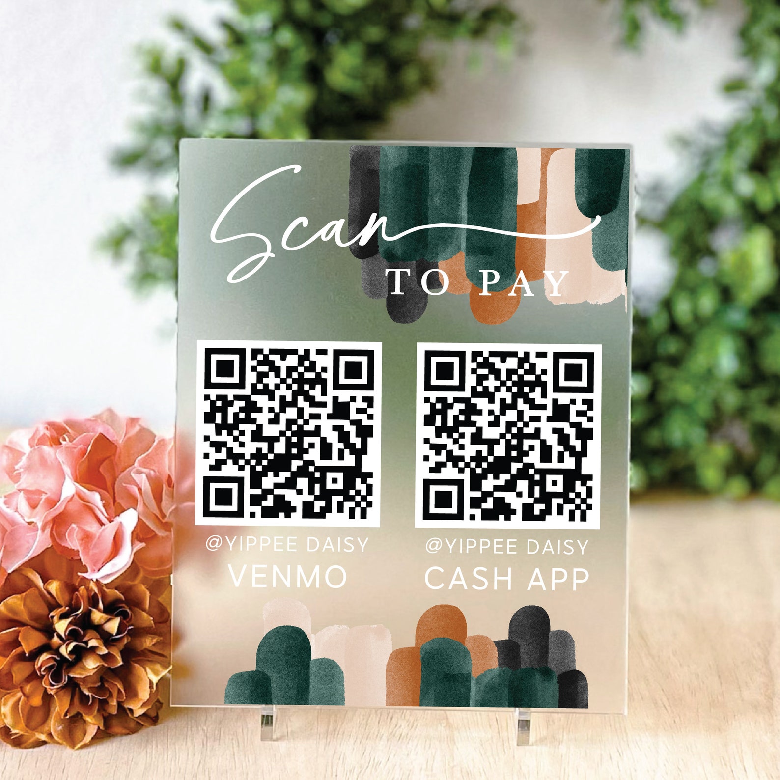 Scan to Pay Frosted Acrylic Sign Scannable QR Code Payment Table Sign ...