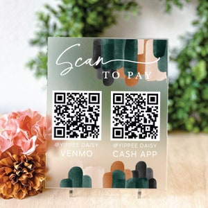 Scan to Pay Frosted Acrylic Sign Scannable QR Code Payment Table Sign ...