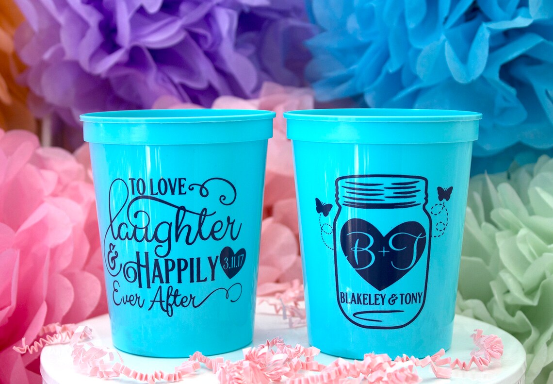Blue Wedding Favor, Personalized Cup, Stadium Cup, Party Cups, Wedding ...