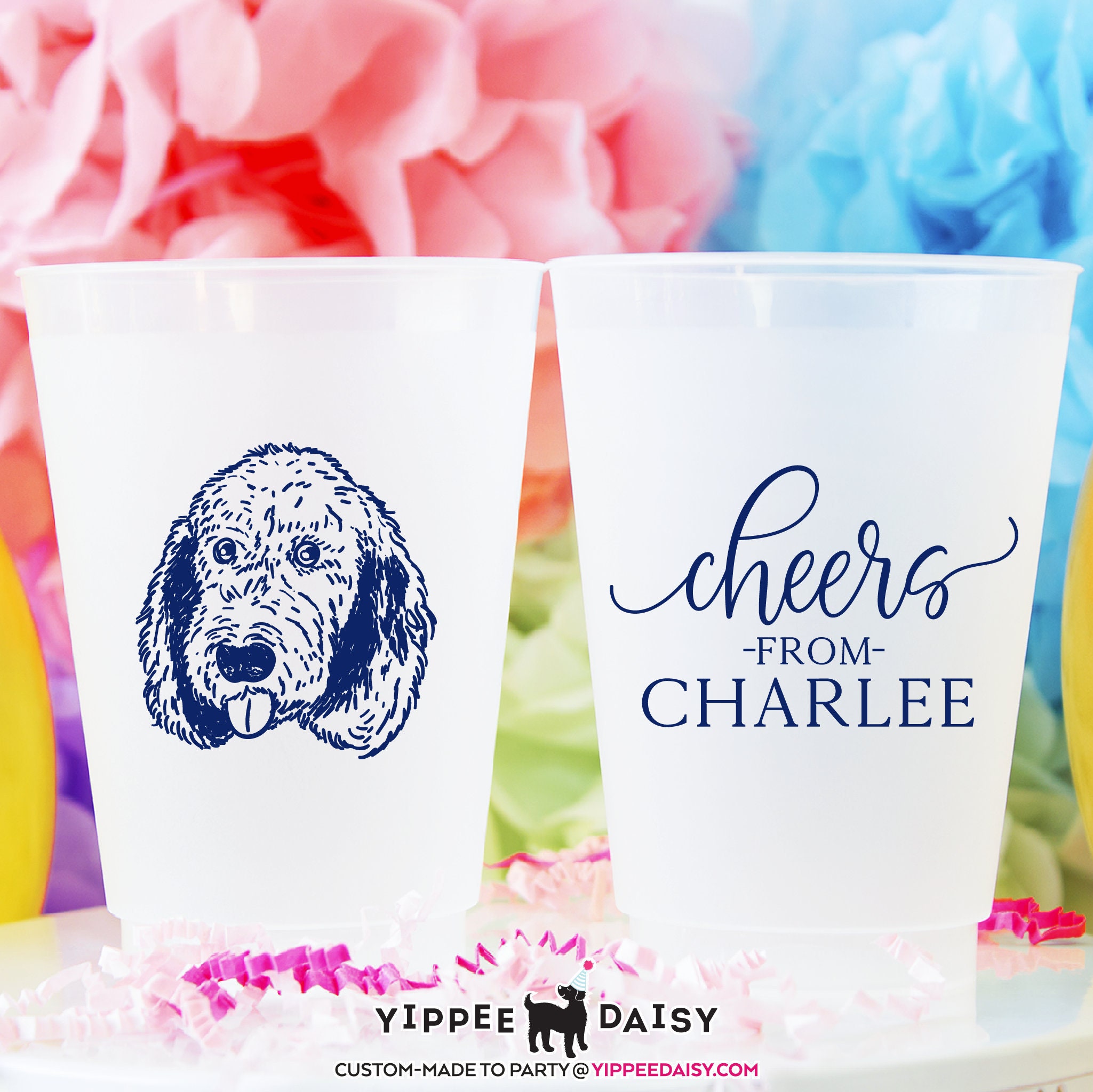 Custom Pet Sketch Cups, Personalized Plastic Cups, Frosted Wedding Cups ...