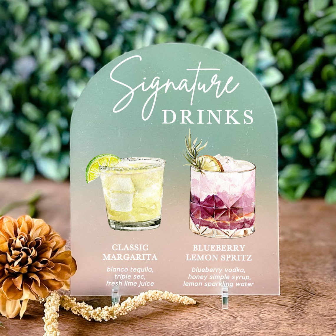 Frosted Acrylic Arch Bar Menu Signature Drink Sign Custom - Etsy