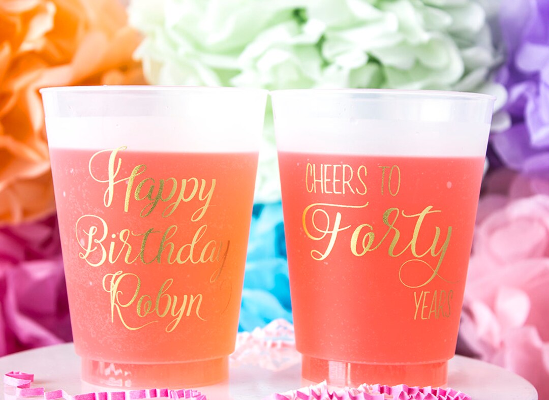 40th Birthday Cup, 40th Birthday Party, Cheers to 40 Years, Frosted ...