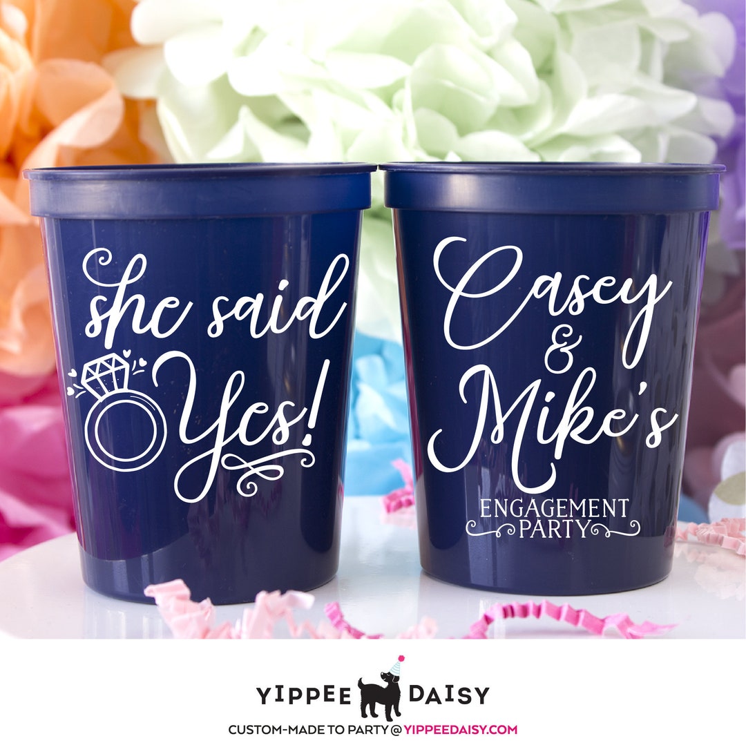 She Said Yes Cups, Engagement Party, Engagement Party Favor, Couples ...