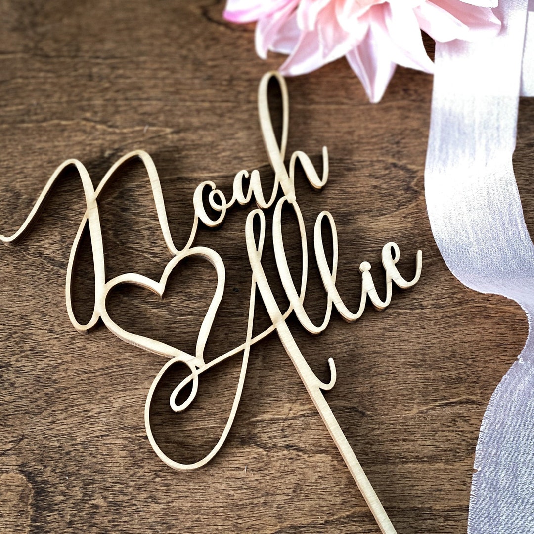 Custom Cake Topper, Personalized Name Cake Topper, Rustic Wedding Cake ...