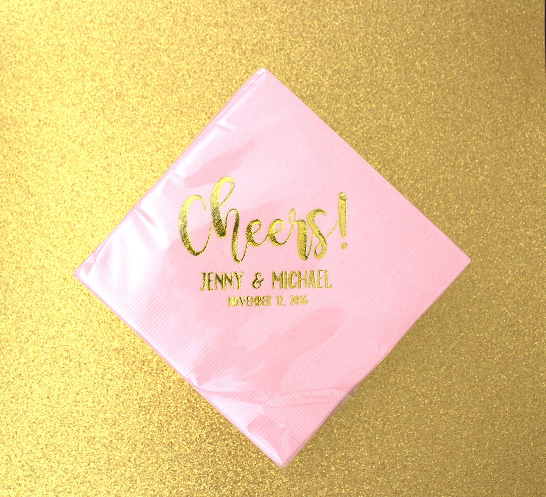 Custom Napkins, Pink Wedding Napkins, Pink & Gold Wedding, Beverage ...