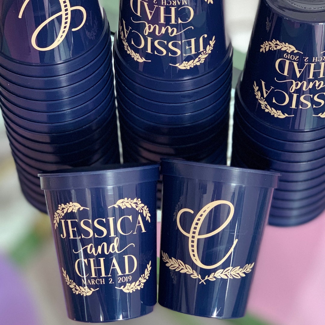 Monogram Cups Wedding Cups Personalized Favors for Guests Plastic Drink ...