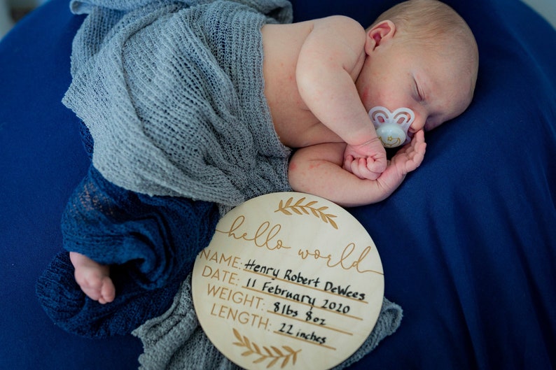 Birth Announcement Sign Hospital Welcome Sign Round Wooden - Etsy