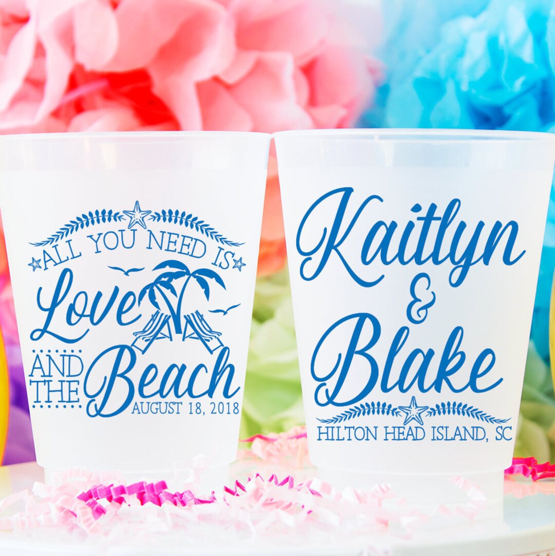 Beach Wedding Cups, Tropical Wedding Favor Cups, Engagement Party Cups ...