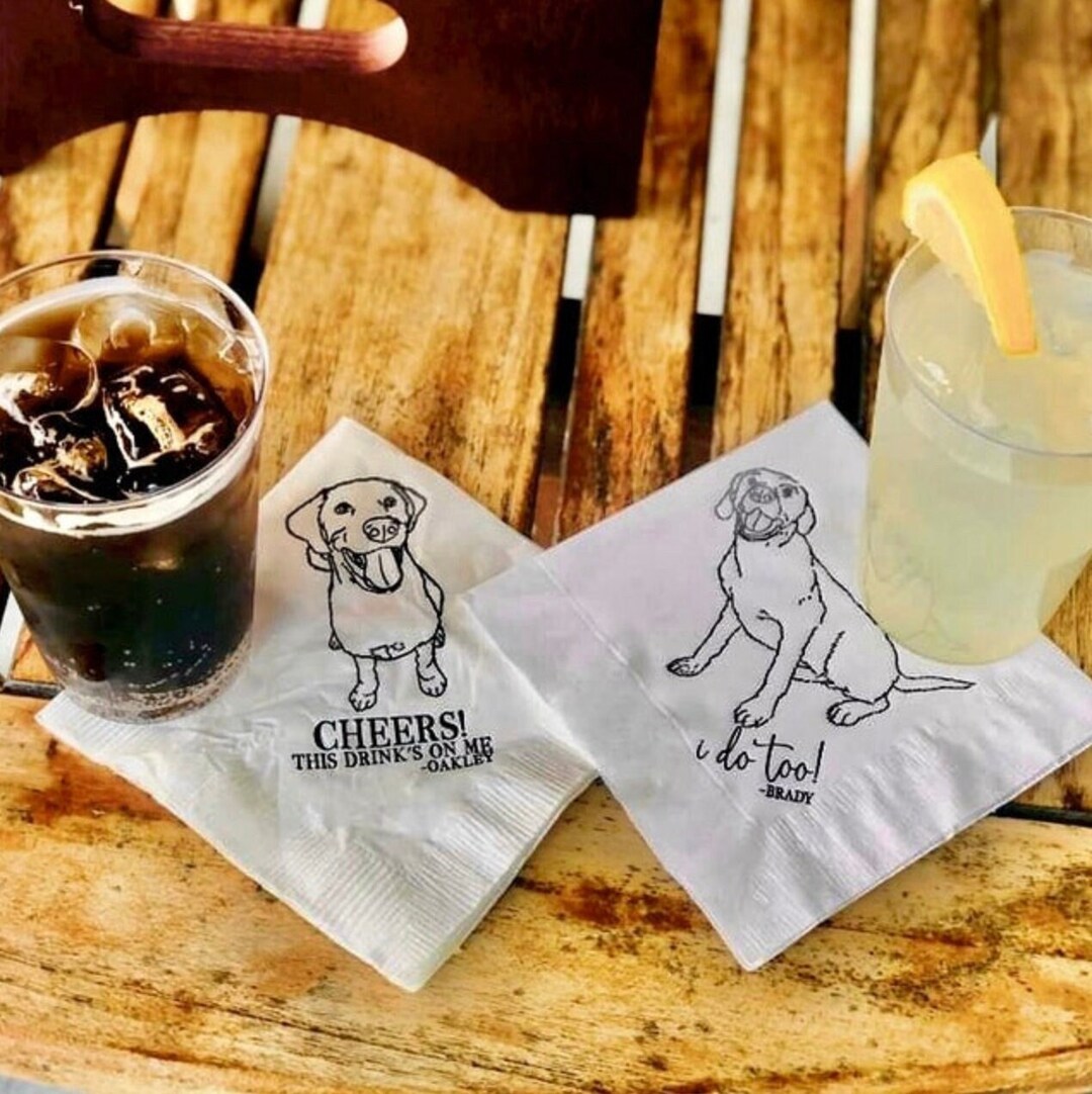 Dog Cocktail Napkins Wedding Napkins Dog Napkins Wedding Napkins ...