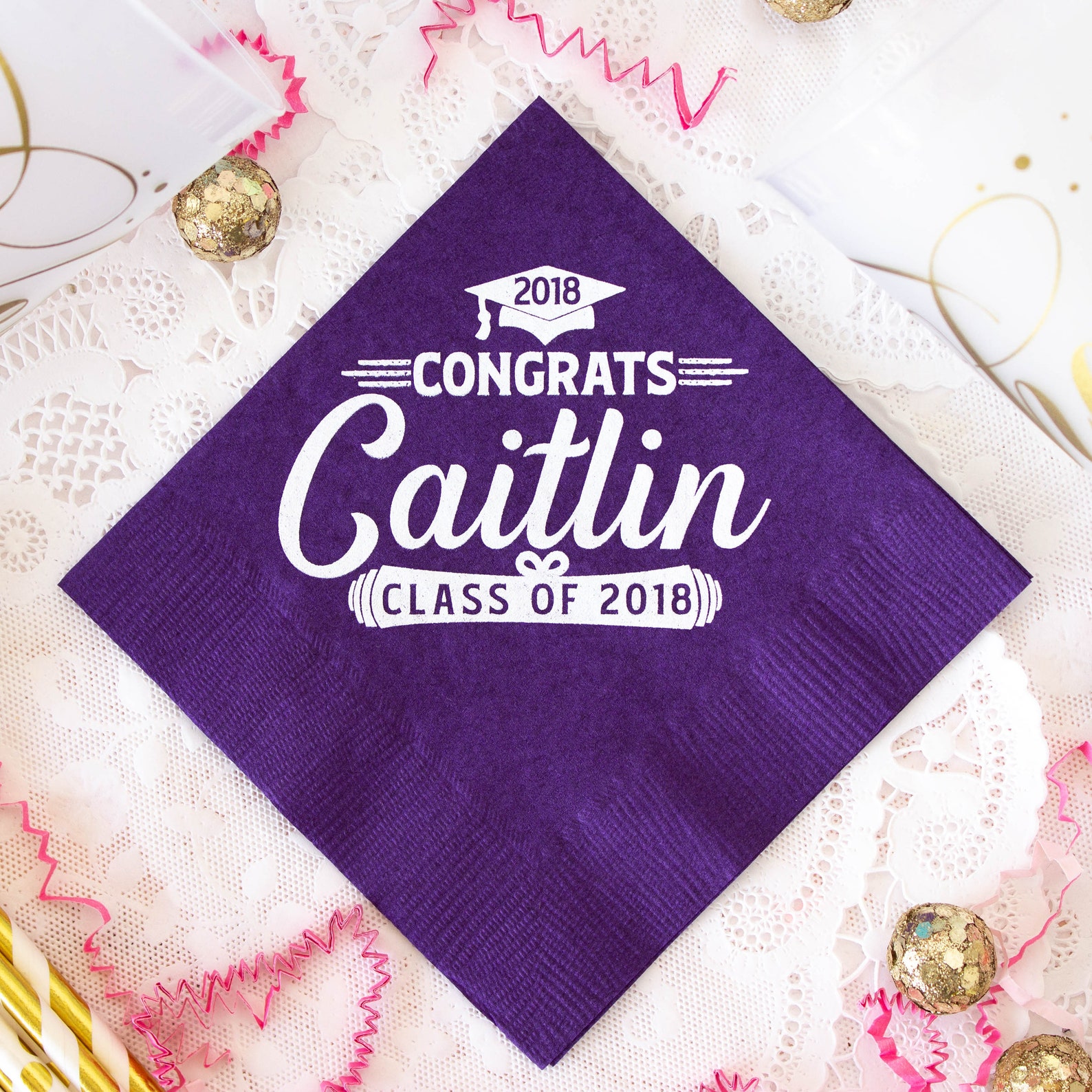 Graduation Party Decor Class of 2019 Personalized Napkins Custom ...