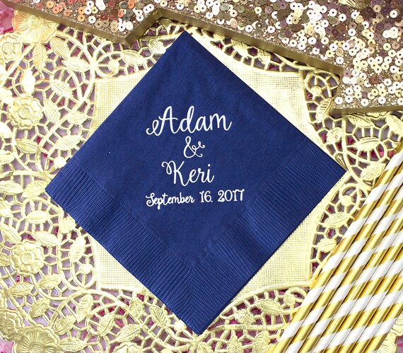Personalized Navy Blue Cocktail Napkins Dessert Napkins | Etsy