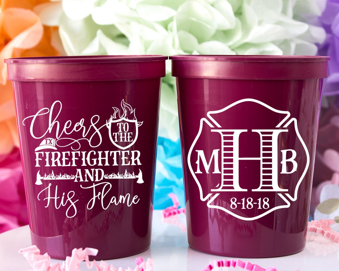 Firefighter Wedding, Fireman Wedding, Monogram Cups, Wedding Favors ...