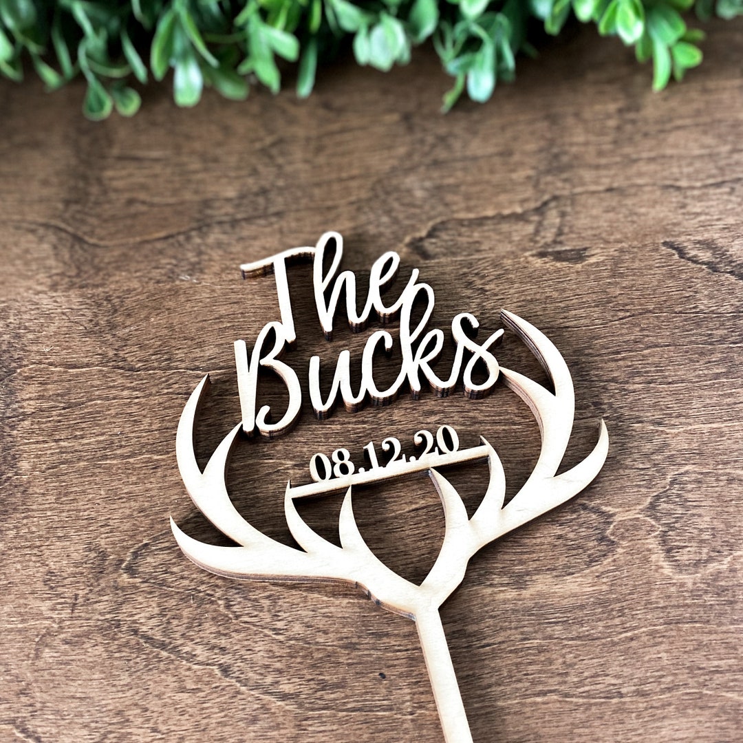 Personalized Cake Topper, Wedding Cake Topper, Antler Wedding Cake ...