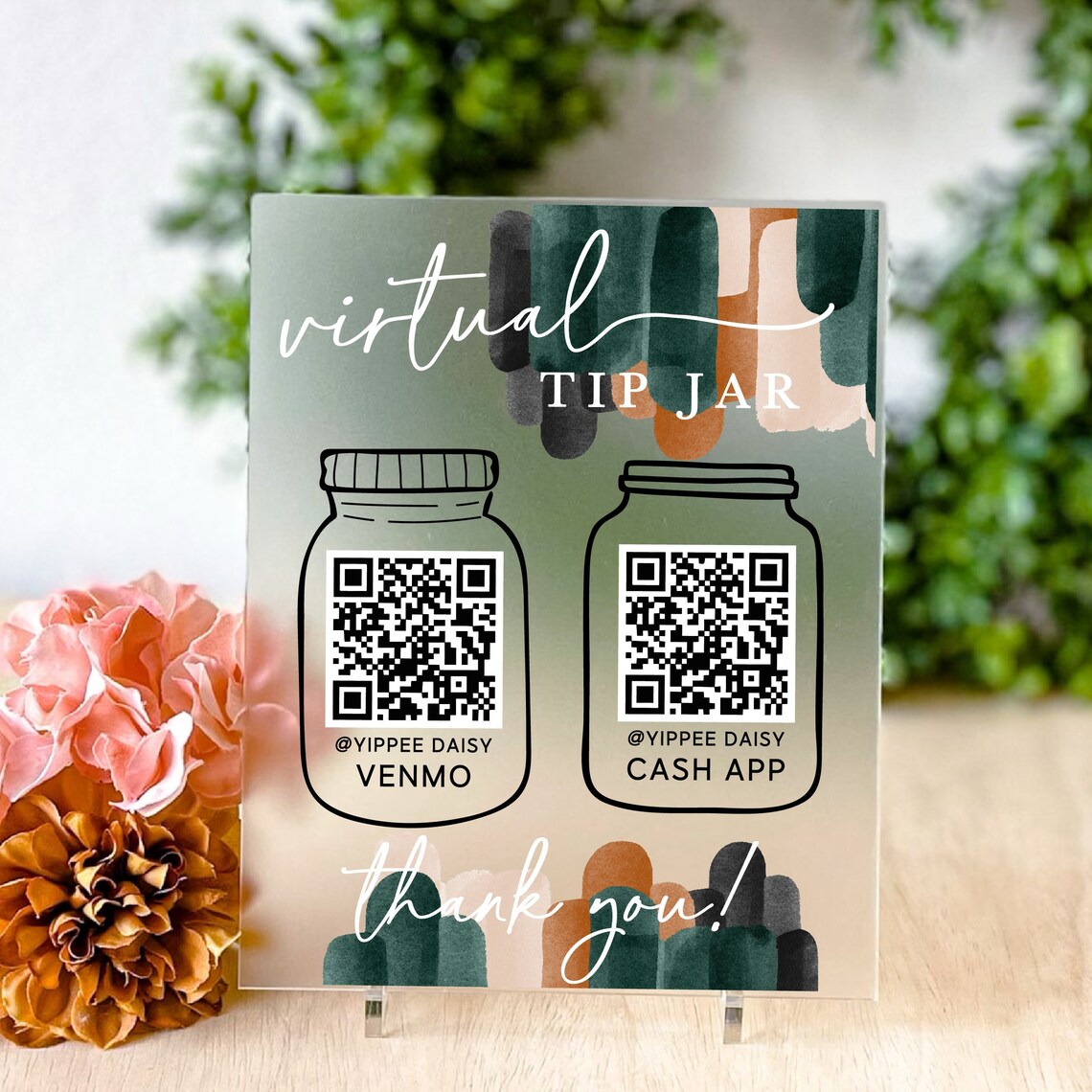 Virtual Tip Jar Frosted Acrylic Sign Editable Business Sign - Etsy