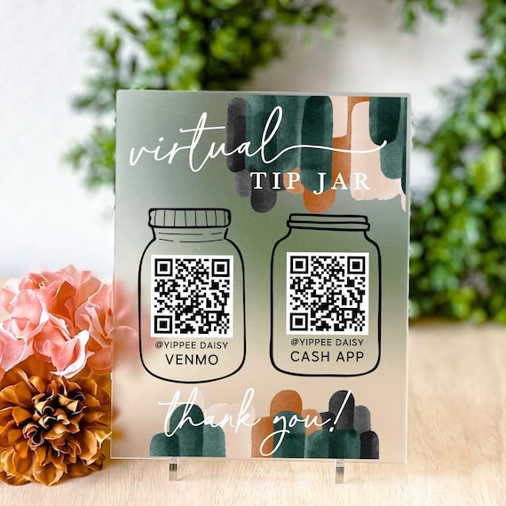 Virtual Tip Jar Frosted Acrylic Sign Editable Business Sign - Etsy
