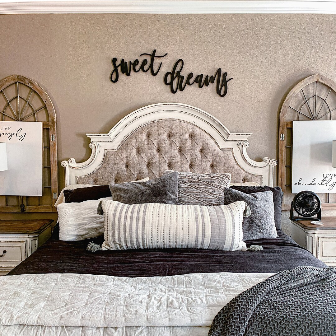Sweet Dreams Sign for Above Bed Bedroom Sign Wood Signs Bedroom Wall ...