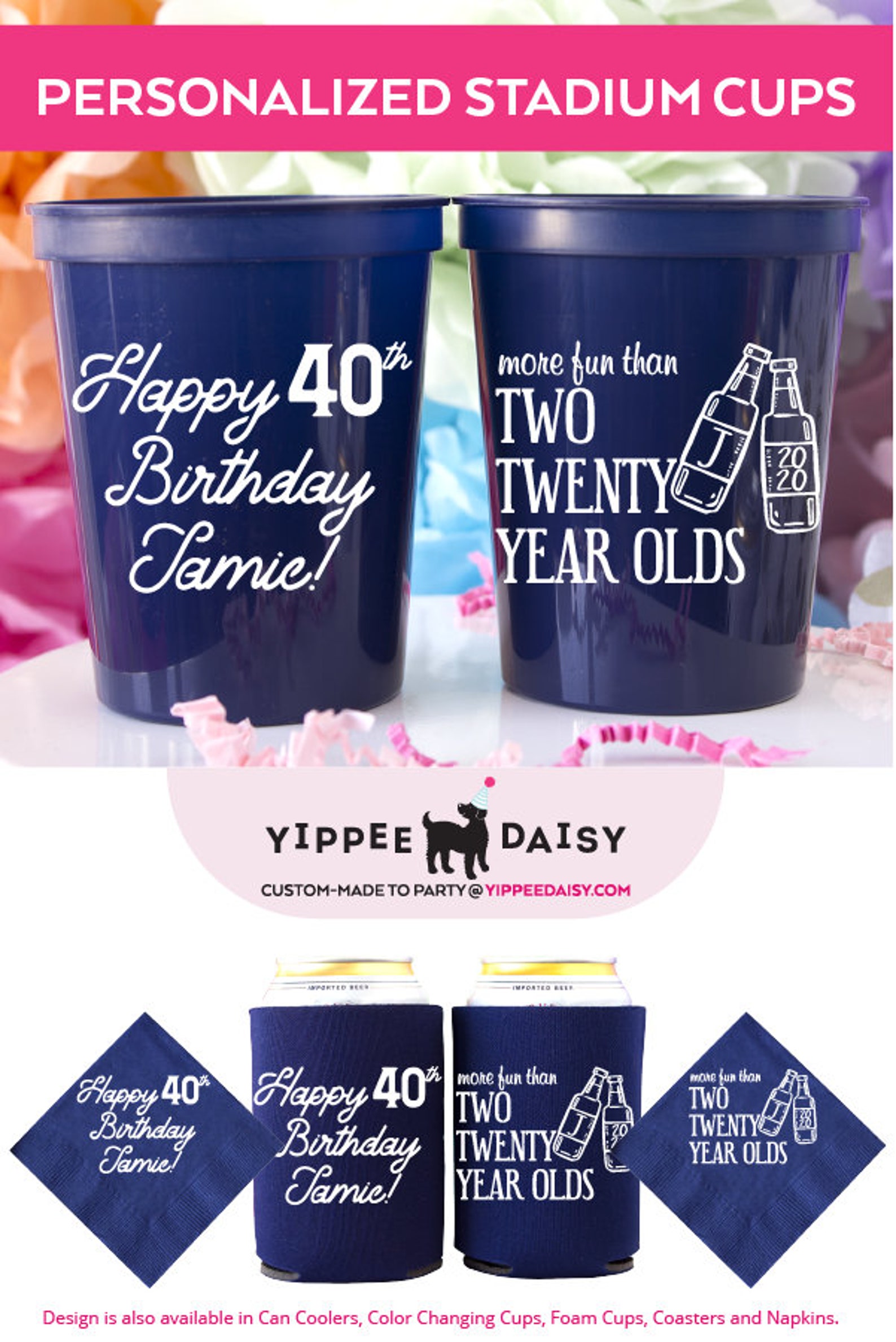 Personalized Plastic Cups 40th Birthday Cups Custom Party | Etsy