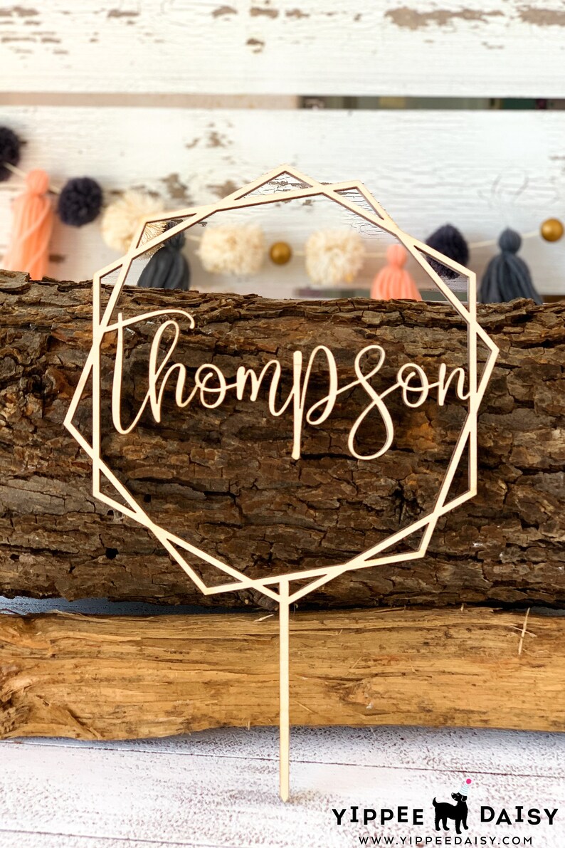 Rustic Wedding Cake Topper, Personalized Calligraphy Cake Topper, Last ...