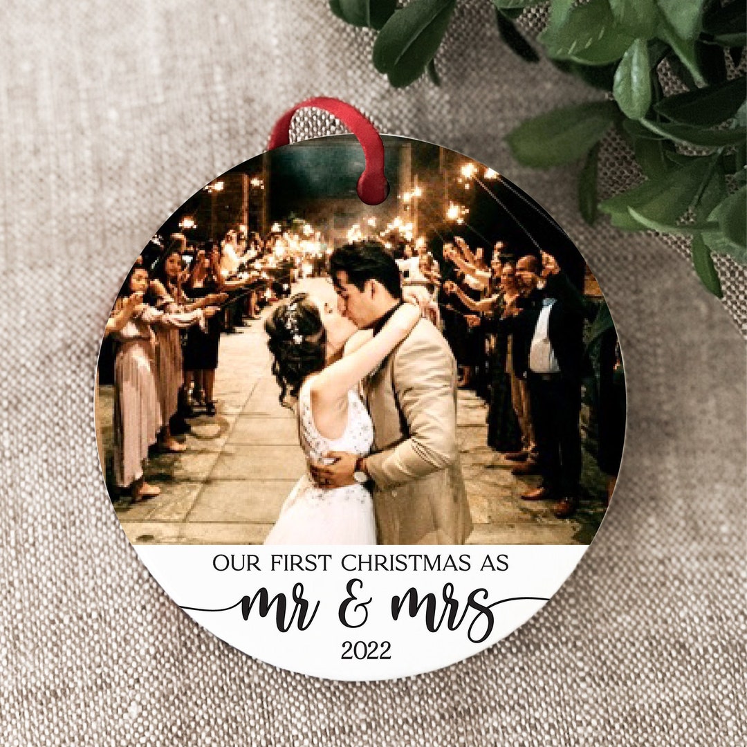 First Christmas Married Ornament Newly Married Gift Custom Photo ...
