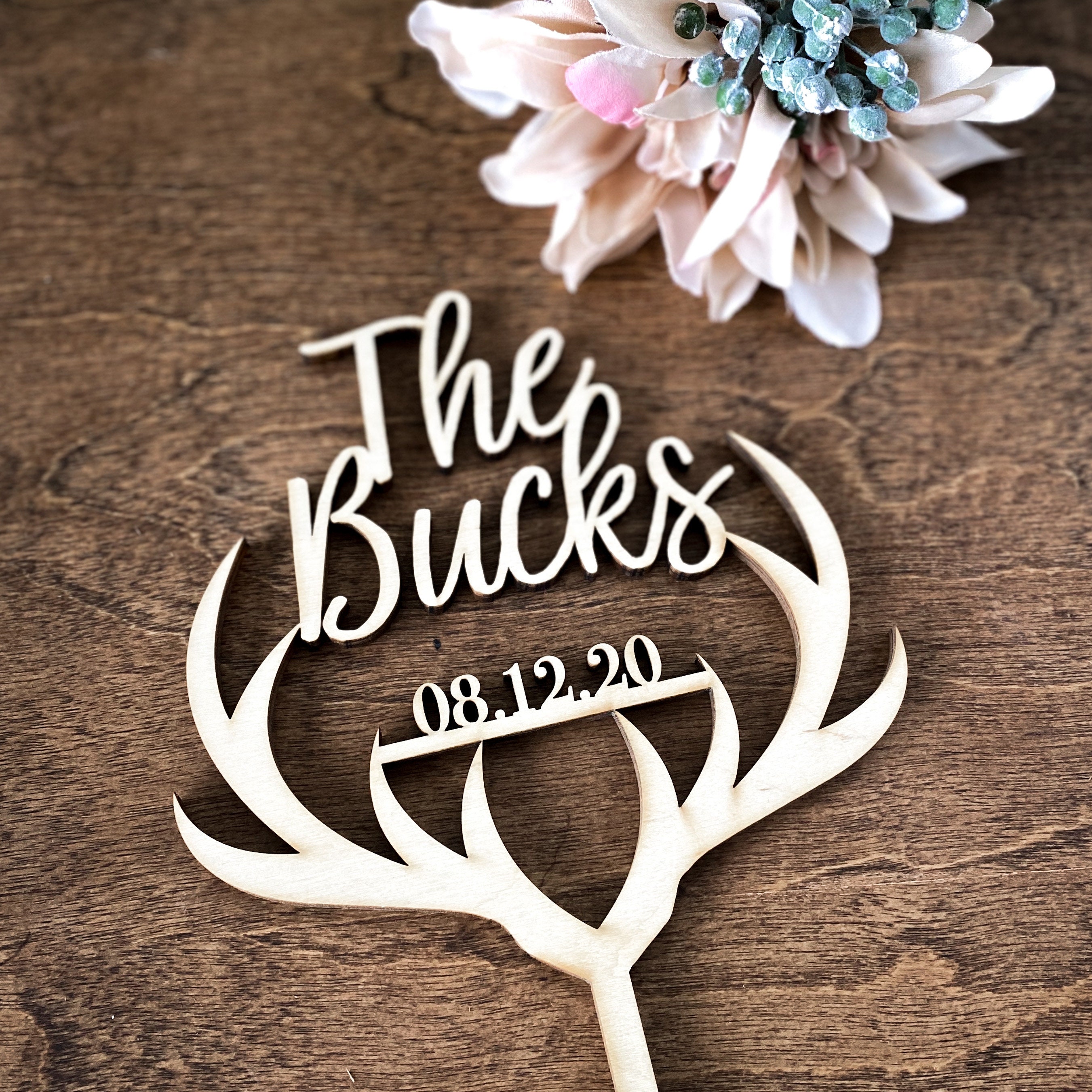 Personalized Cake Topper, Wedding Cake Topper, Antler Wedding Cake ...