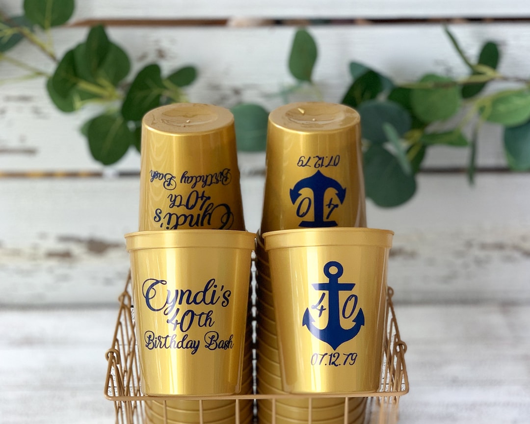40th Birthday Cups, Nautical Birthday Cups, Anchor Birthday Cups ...