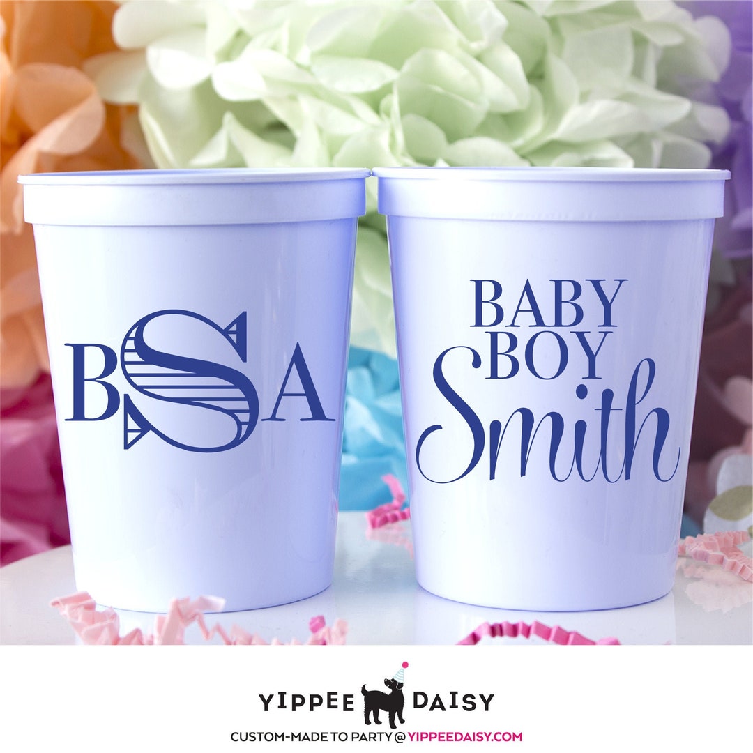 Baby Shower Cups, Personalized Party Cups, Couple's Shower Cups, Boy ...