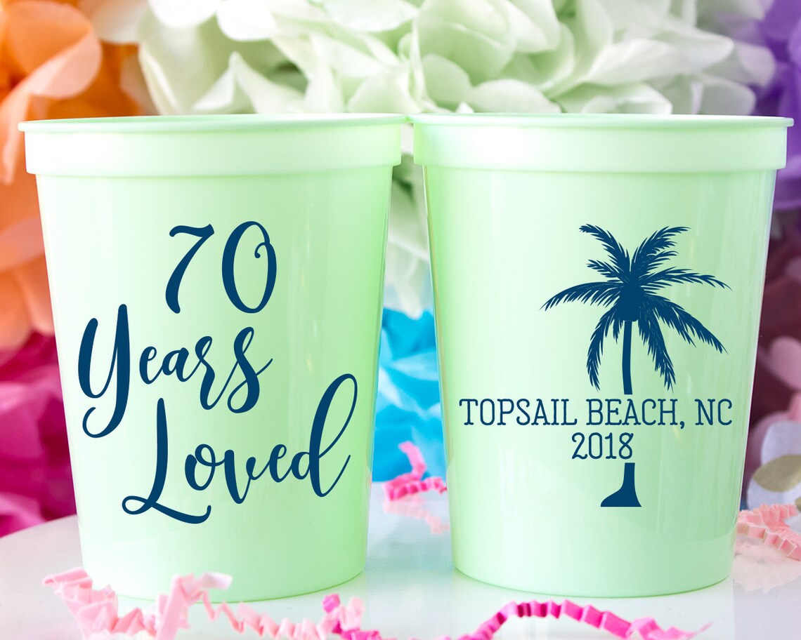 Personalized Birthday Cups 70th Birthday Plastic Stadium Cups - Etsy