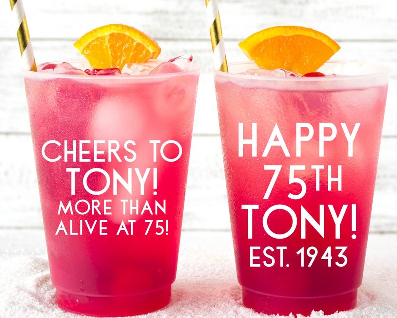 Personalized Frosted Cups 75th Birthday Cups Shatterproof - Etsy