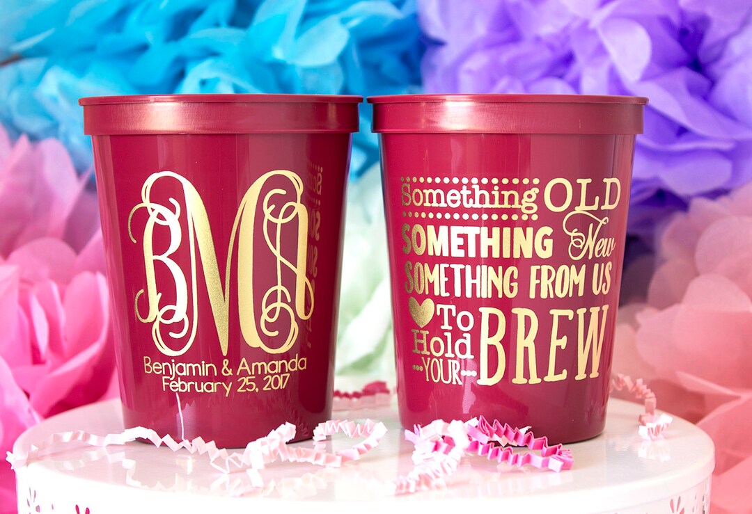 Personalized Cups, Wedding Favor Cups, Wedding Cups, Monogram Wedding ...