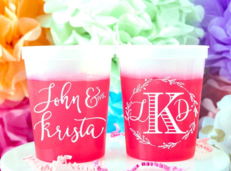 Monogram Cups Color Changing Cups Custom Wedding Cups Mood - Etsy