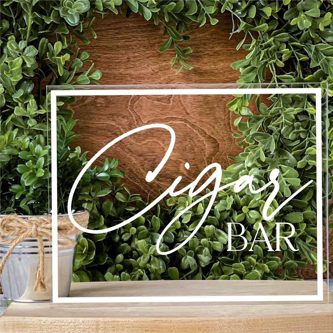 Cigar Bar Sign Clear Acrylic Table Sign Whiskey and Cigar Bar Signage ...