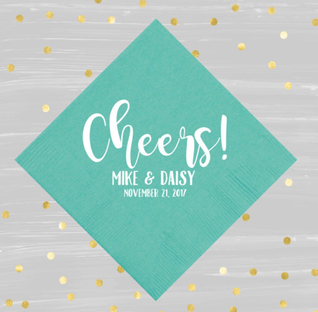Cheers Napkins, Beverage Napkins, Custom Napkins, Wedding Napkins, Baby ...