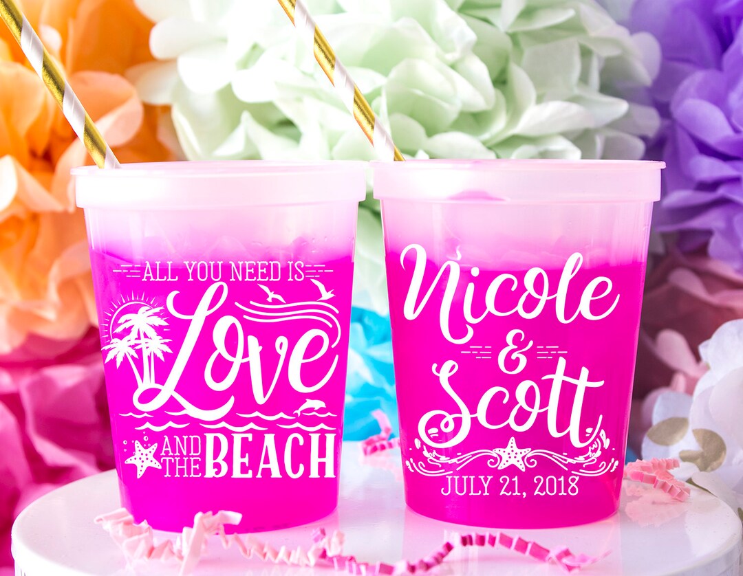 Beach Wedding Color Changing Cups - Plastic Party Cups - Wedding Mood ...