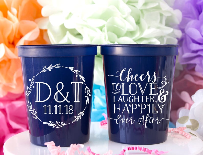 Personalized Wedding Cups Colored Stadium Cups Wedding | Etsy