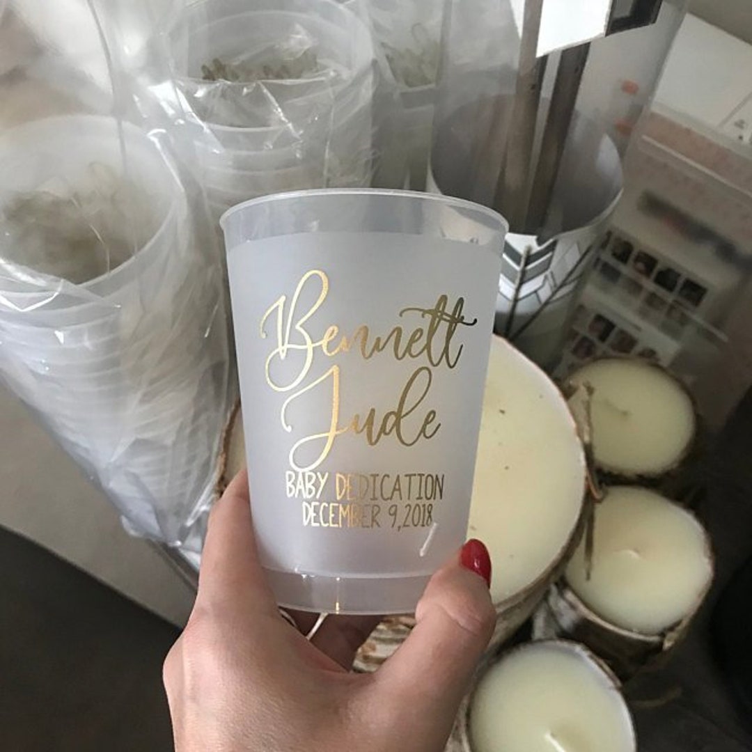 Personalized Plastic Cups, Baby Dedication Cups, Baby Christening Cups ...