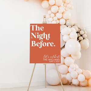 The Night Before Sign - Acrylic Wedding Signs - Modern Event Signage ...