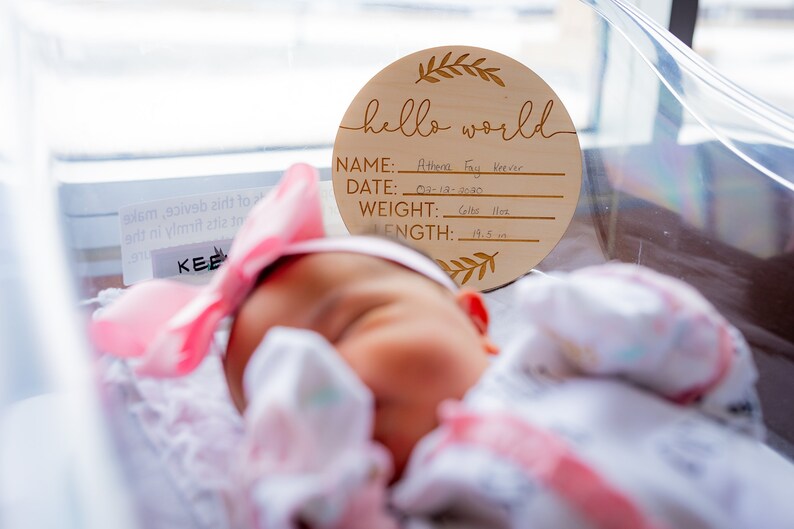 Birth Announcement Sign Hospital Welcome Sign Round Wooden - Etsy