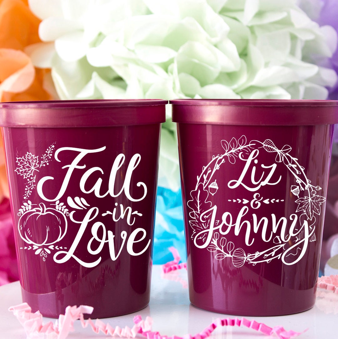 Fall Wedding Favors, Wedding Cups, Fall in Love Cup, Rustic ...